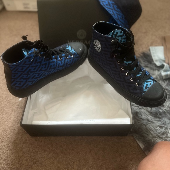 Versace | Shoes | Versace High Top Sneakers With New Versace Monogram ...
